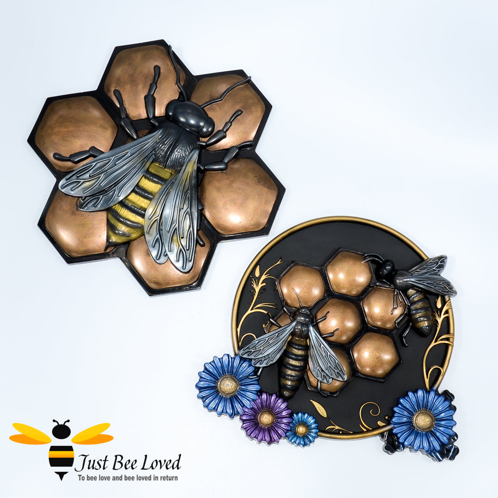 Handmade 3D Metallic Resin Bees Wall Art Garden Plaque – Just Bee Loved