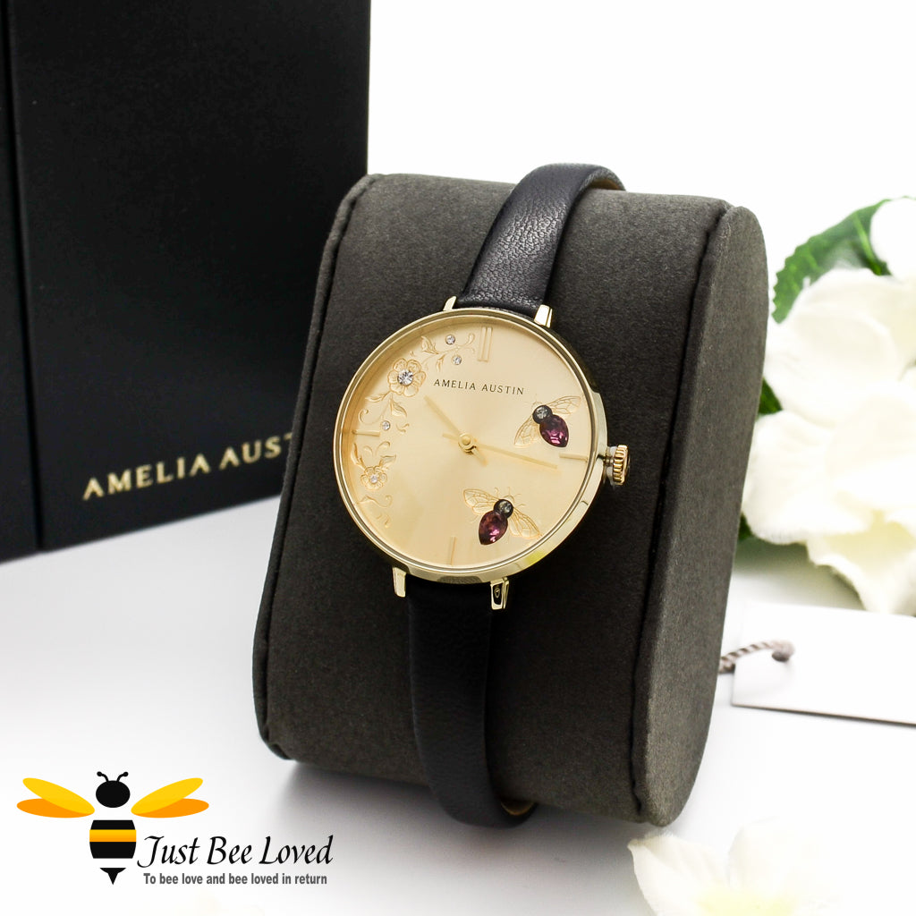 Amelia Austin Bumble Bee Leather Watch - 3 Dial Colours – Just Bee Loved
