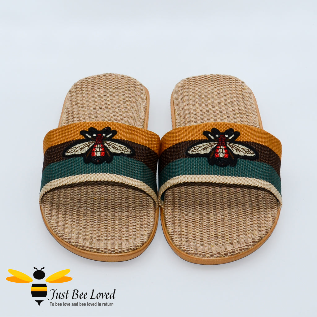 Men's Woven Hemp Embroidered Bee Slippers – Just Bee Loved