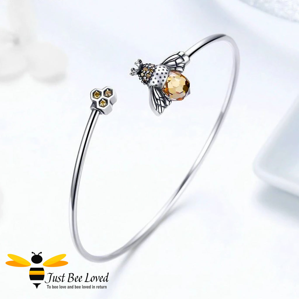 Queen Bee Sterling Silver Open Bangle – Just Bee Loved